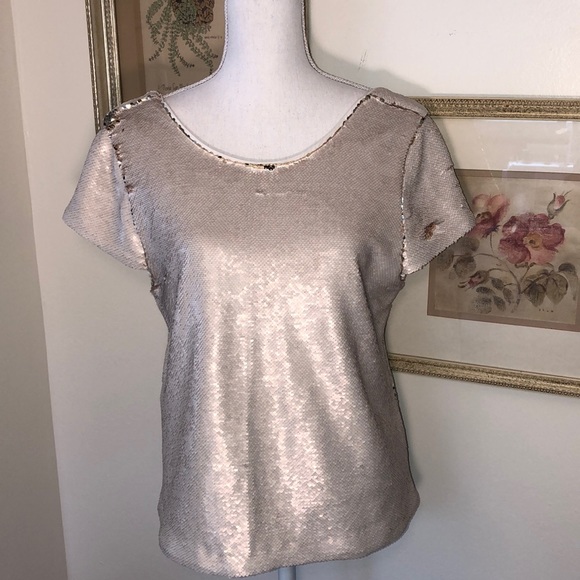 Vince Camuto | Tops | Vince Camuto Twotoned Sequined Top Szl | Poshmark
